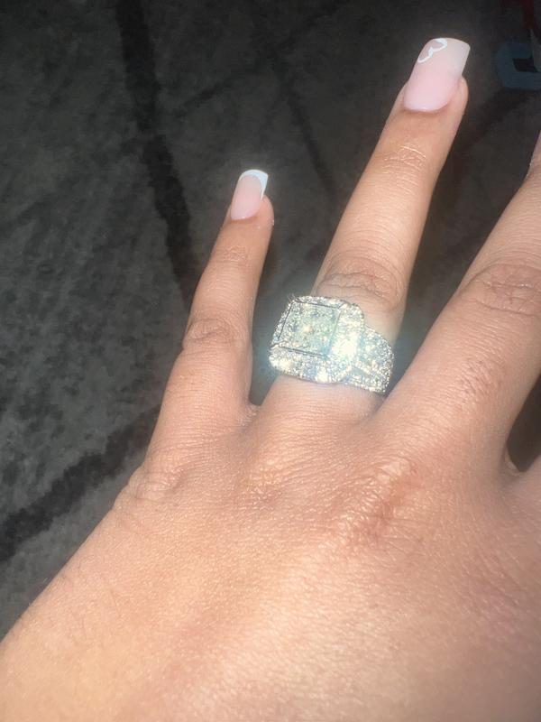 Now + Forever Princess & Round-Cut Multi-Diamond Center Square Frame ...