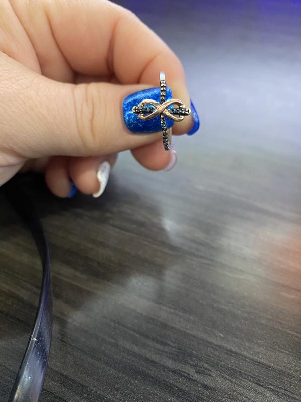 Infinity/Cross Ring 1/10 cttw Diamonds Sterling Silver & 10K Rose Gold ...