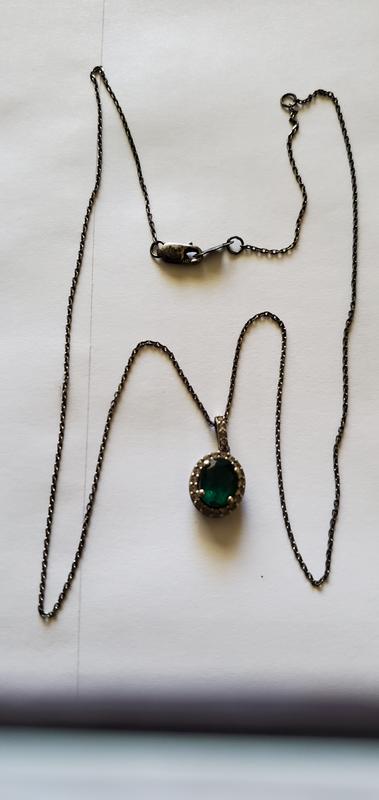 Lab-Created Emerald & White Lab-Created Sapphire Necklace Sterling ...