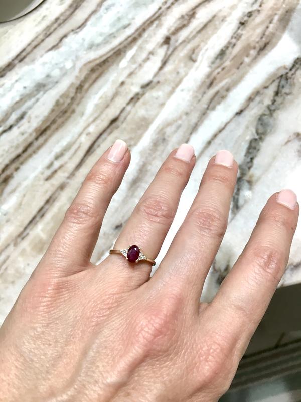 Natural Ruby Ring 1/15 ct tw Diamonds 10K Yellow Gold | Kay