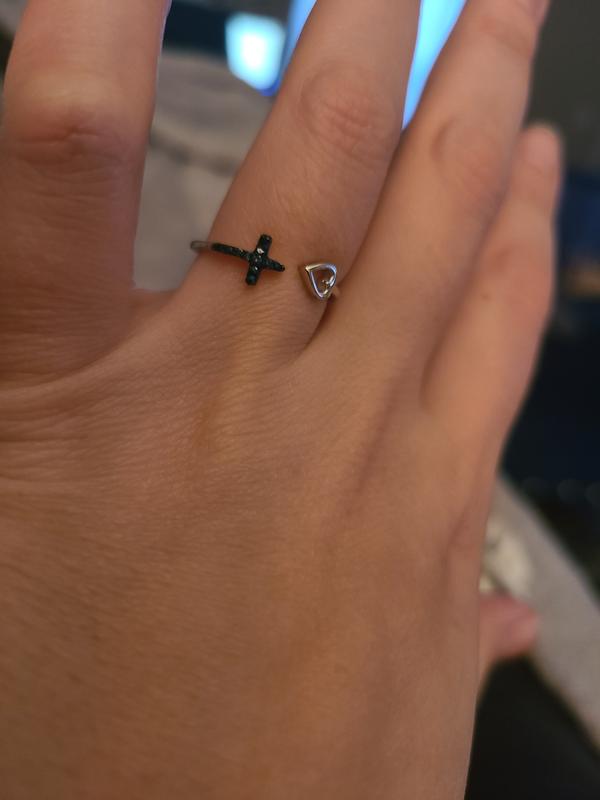 Midi Cross Ring Blue Diamond Accents Sterling Silver | Kay