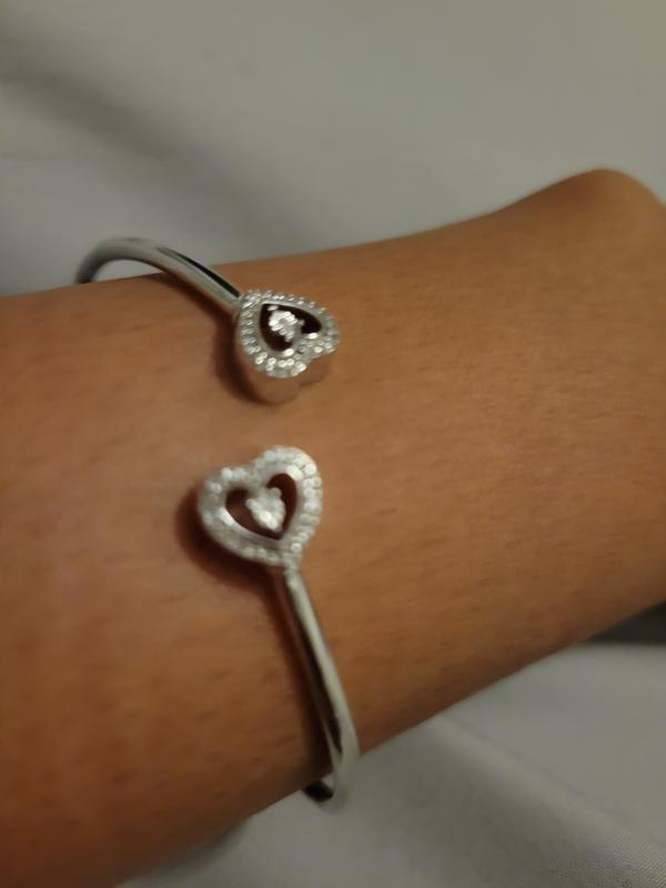 Diamond Heart Bangle Bracelet Sterling Silver | Kay