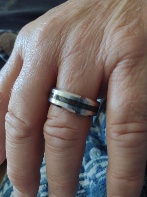 Men's Crushed Titanium Inlay Ring Stainless Steel | Kay