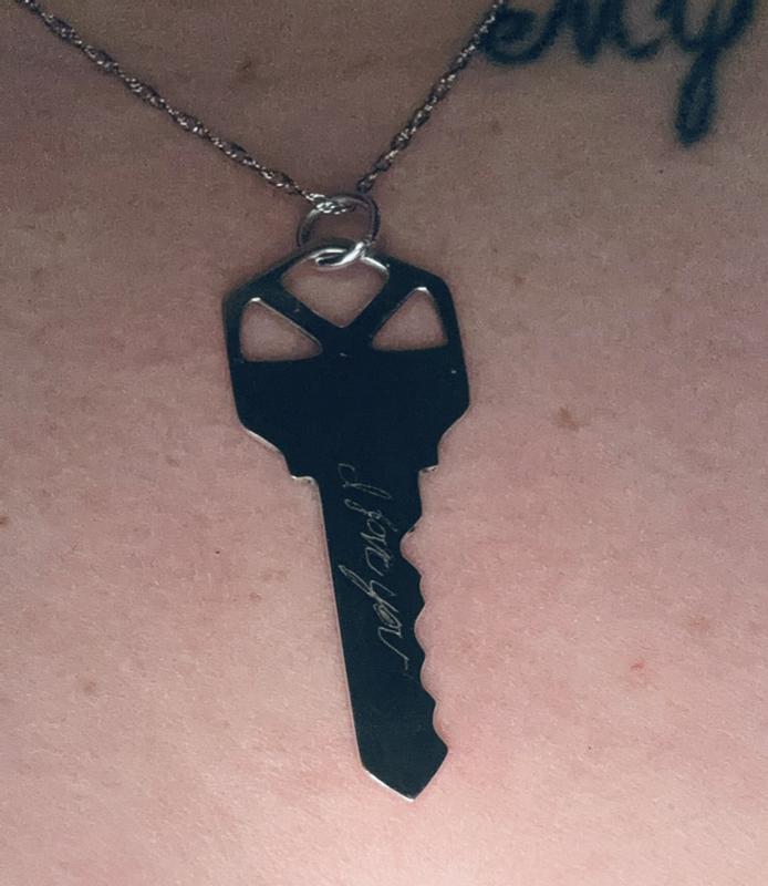 Your Own Handwriting Cutout Key Necklace Sterling Silver 18" | Kay