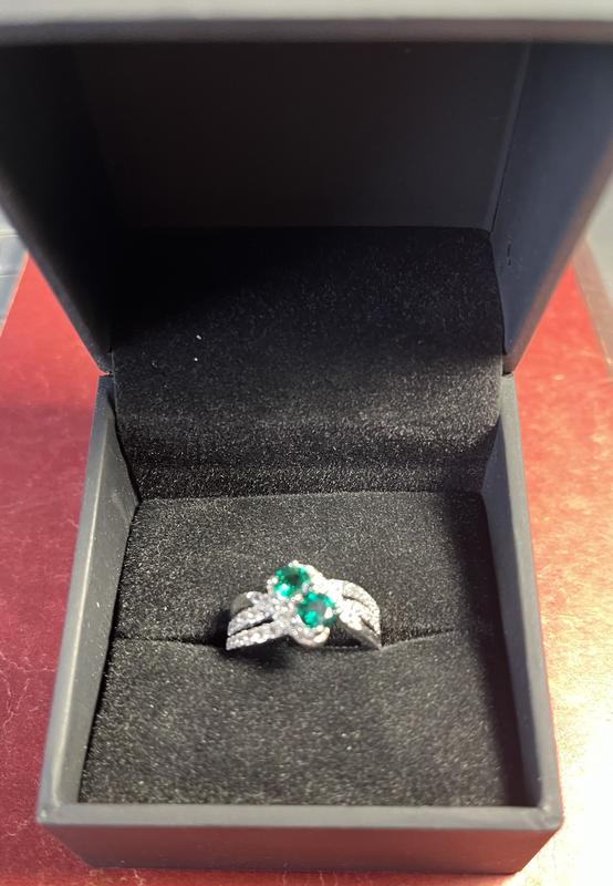 Lab-Created Emerald Ring Lab-Created Sapphires Sterling Silver | Kay