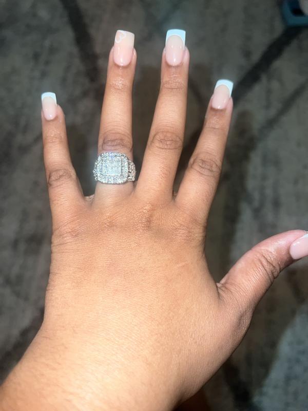 Now + Forever Princess & Round-Cut Multi-Diamond Center Square Frame ...