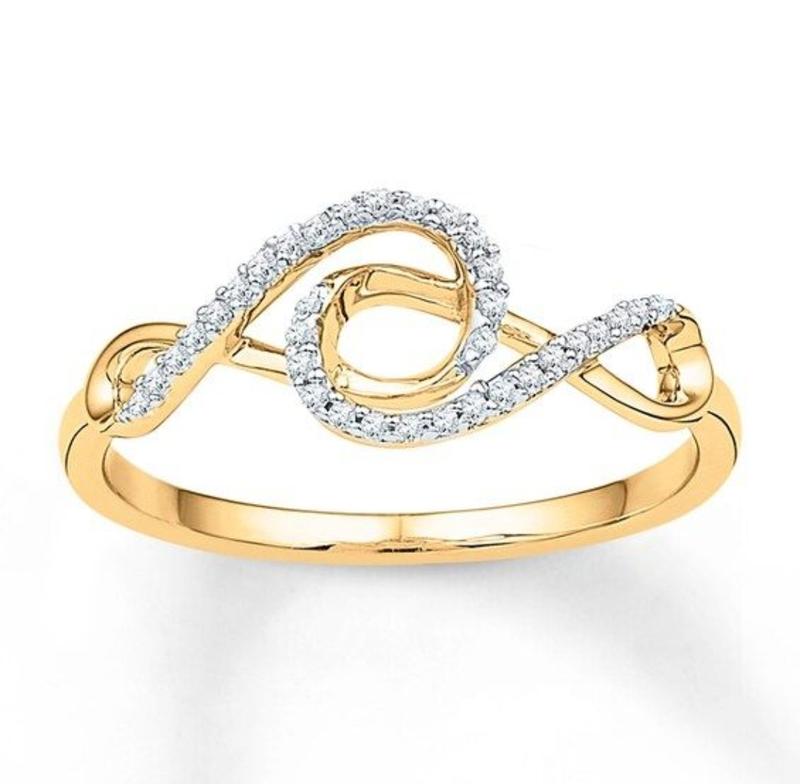 Double Infinity Ring 1/10 ct tw Diamonds 10K Yellow Gold | Kay