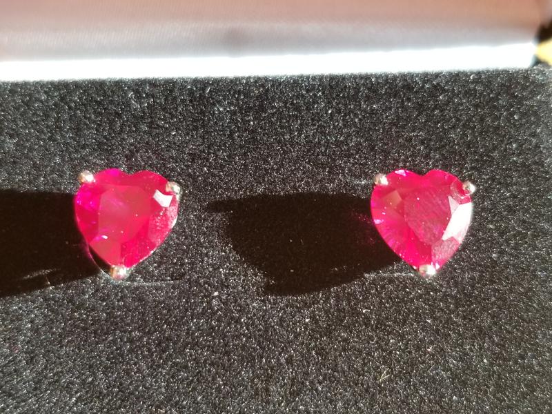 Heart Earrings Lab-Created Rubies Sterling Silver | Kay