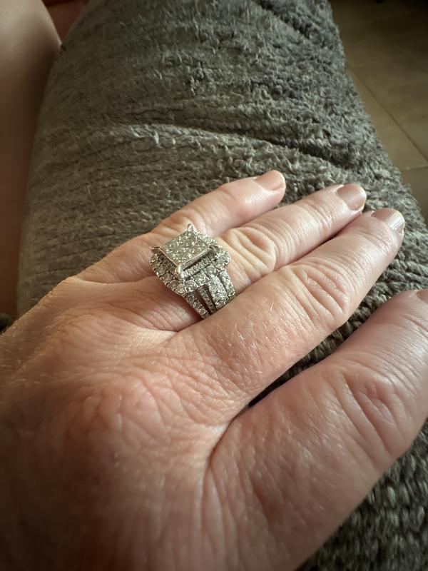 Now + Forever Princess & Round-Cut Multi-Diamond Center Square Frame ...