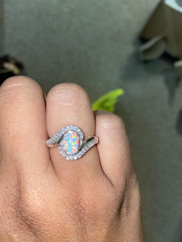 Lab-Created Opal Ring Lab-Created Sapphires Sterling Silver | Kay