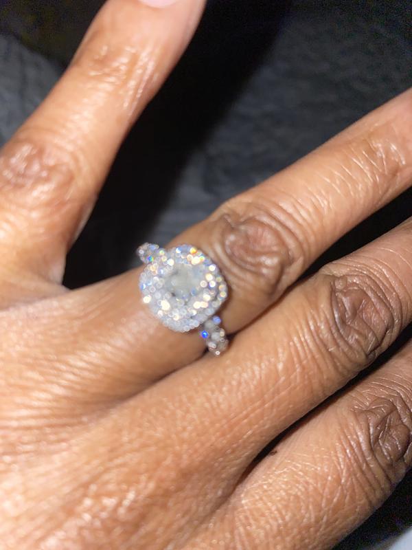 Neil Lane Diamond Engagement Ring 1-1/2 ct tw Cushion/Round 14K White ...