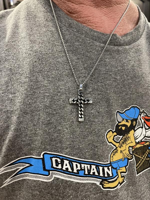 Men's Chain Link Cross Necklace Black Ion-Plated Stainless Steel 24" | Kay