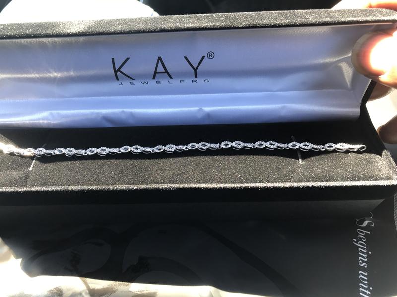 Infinity Link Bracelet Diamond Accent Sterling Silver 7.5" | Kay