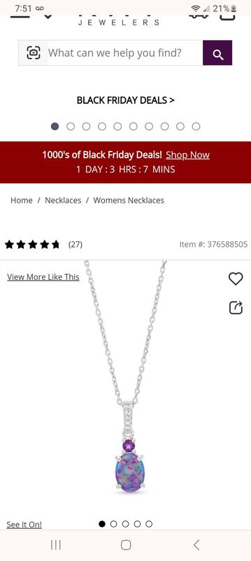 Lavender Lab-Created Opal/White Lab-Created Sapphire/Amethyst Necklace ...