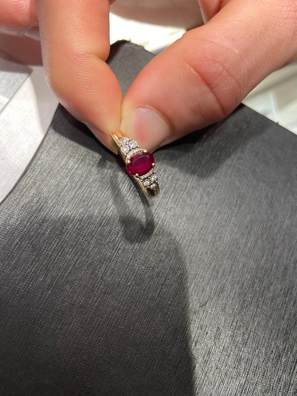 Natural Ruby Ring 1/15 ct tw Diamonds 10K Yellow Gold | Kay