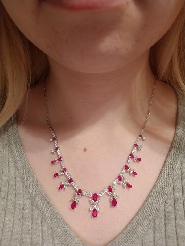 Lab-Created Ruby & White Lab-Created Sapphire Regal Necklace Sterling ...