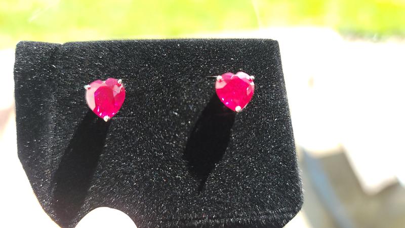 Heart Earrings Lab-Created Rubies Sterling Silver | Kay