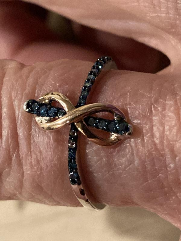 Infinity/Cross Ring 1/10 cttw Diamonds Sterling Silver & 10K Rose Gold ...