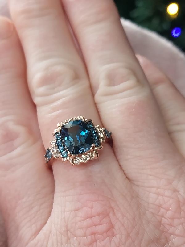 Le Vian Venetian Color on Color Blue Topaz Ring 1/5 ct tw Diamonds 14K ...