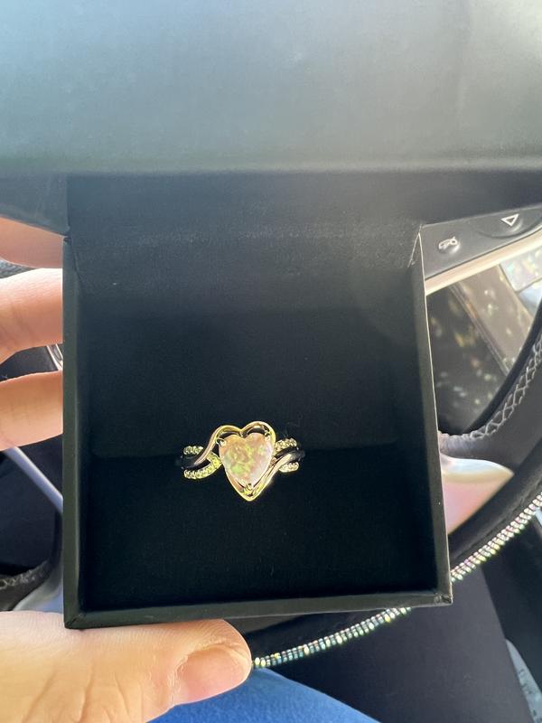 Lab-Created Pink Opal Heart Ring Sterling Silver | Kay