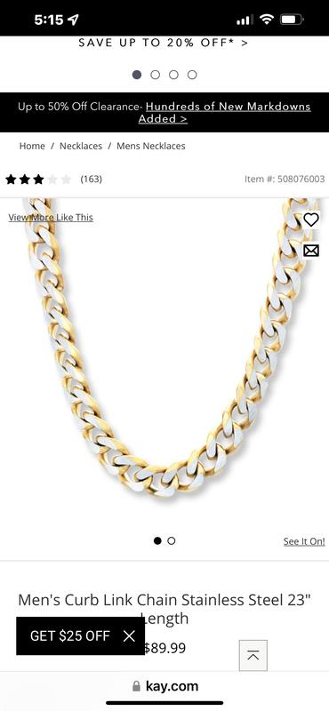 Curb Chain Necklace 11mm Yellow Ion-Plated Solid Stainless Steel 22" | Kay