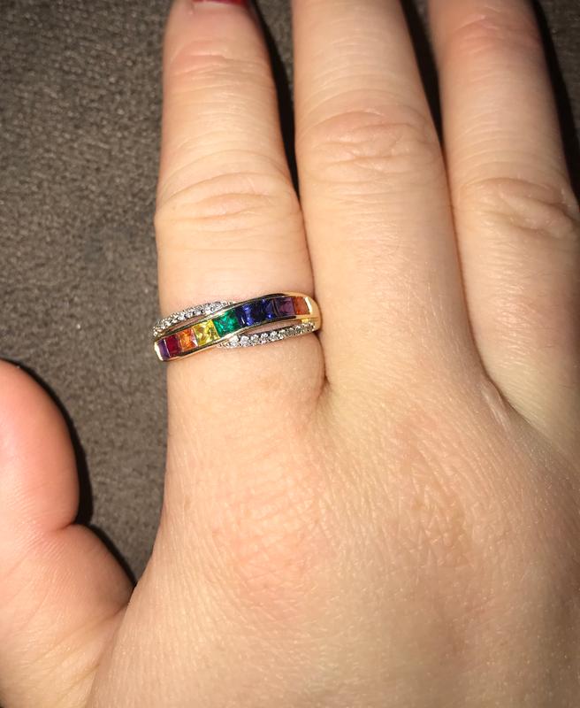 Lab-Created Gemstone Ring 1/15 ct tw Diamonds 10K Yellow Gold | Kay