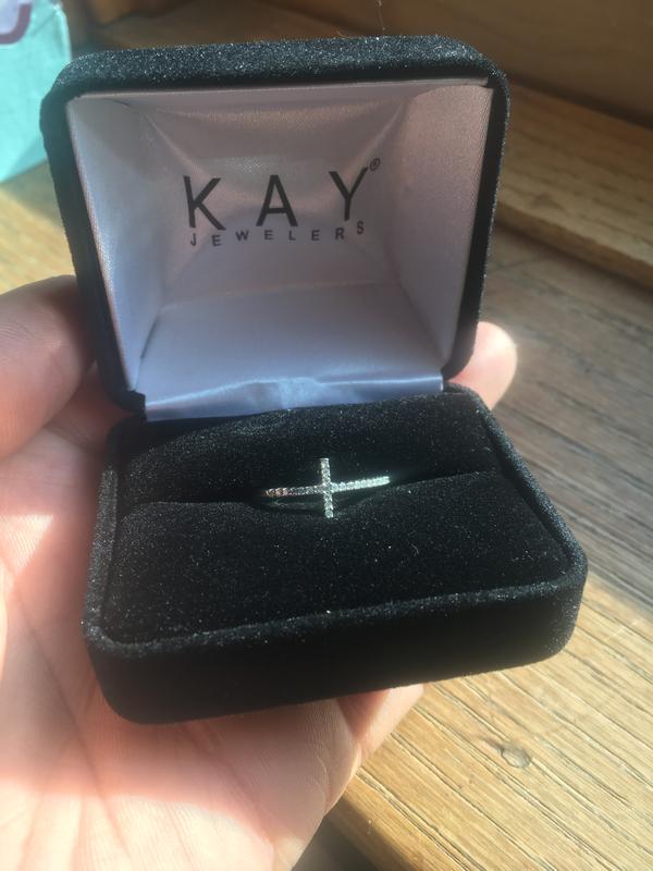 Diamond Cross Stacking Ring 1/8 ct tw Round-cut Sterling Silver | Kay ...