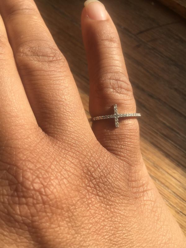 Diamond Cross Stacking Ring 1/8 ct tw Round-cut Sterling Silver | Kay ...