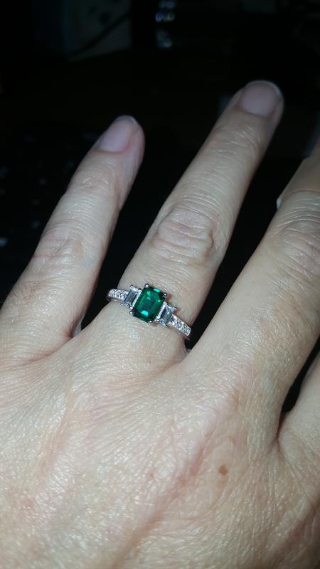 Lab-Created Emerald Ring Lab-Created Sapphires Sterling Silver | Kay Outlet