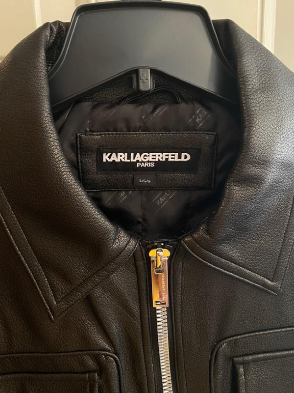 Karl Lagerfeld Men's Faux-Leather Full-Zip Trucker Jacket - Macy's