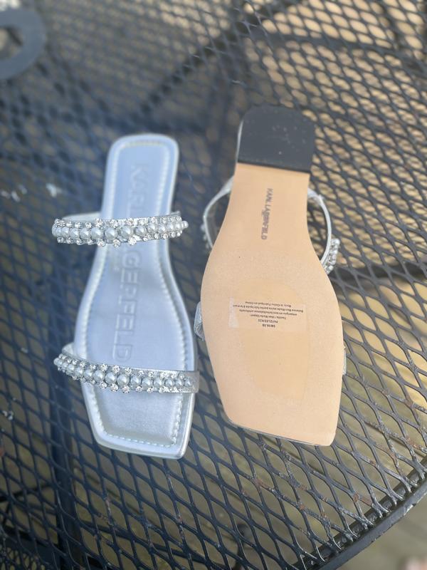 Karl Lagerfeld Paris Women's Payzlee Slip-On Embellished Slide Sandals ...