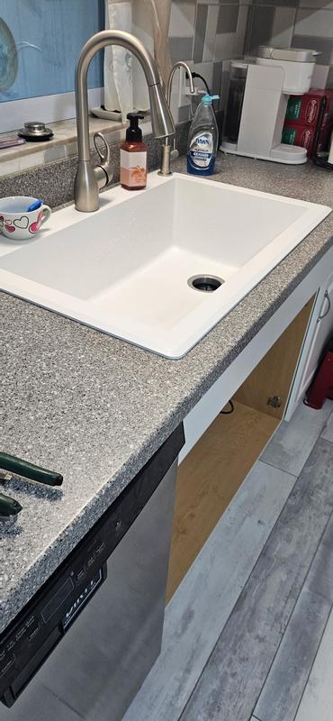 Karran Drop-In 33-in x 22-in Concrete Quartz Single Bowl 1-Hole Kitchen ...