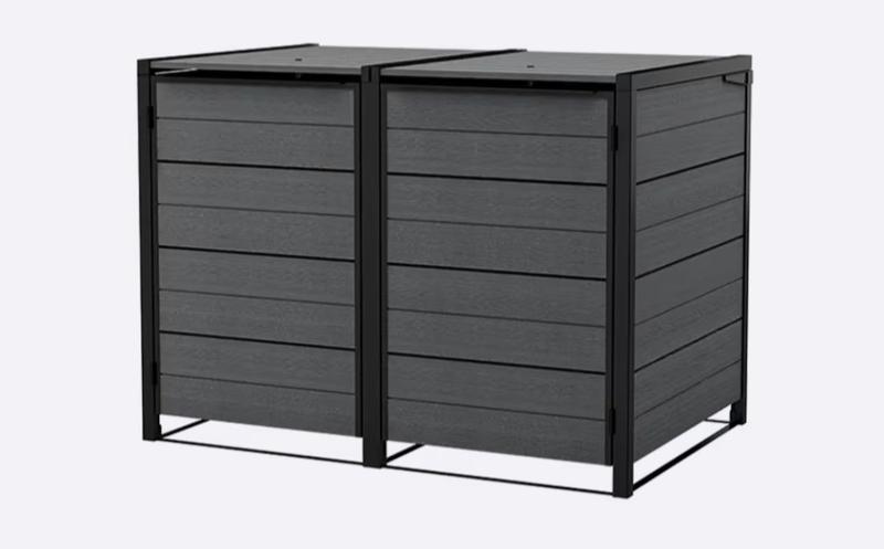 Keter 4-ft x 5-ft Hide Away 96 Gallon Trash Bin Outdoor Gray Flat Roof ...