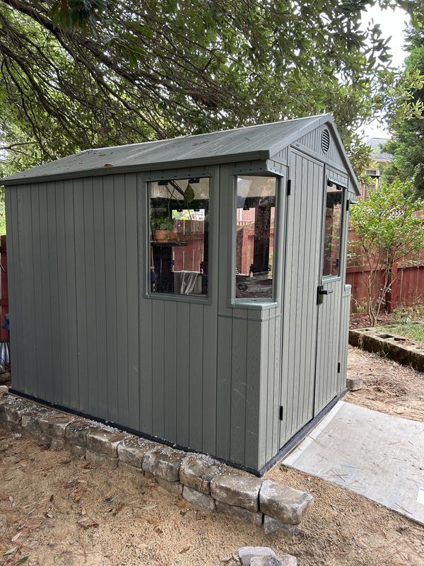 Keter 8-ft x 6-ft Potting Shed Modern Green Gable Roof Plastic Resin ...