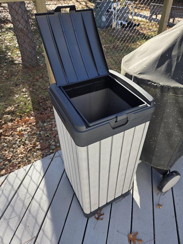 Keter 38 Gallon Grey Resin Indoor/Outdoor Kitchen Swing/Push Lid Trash ...