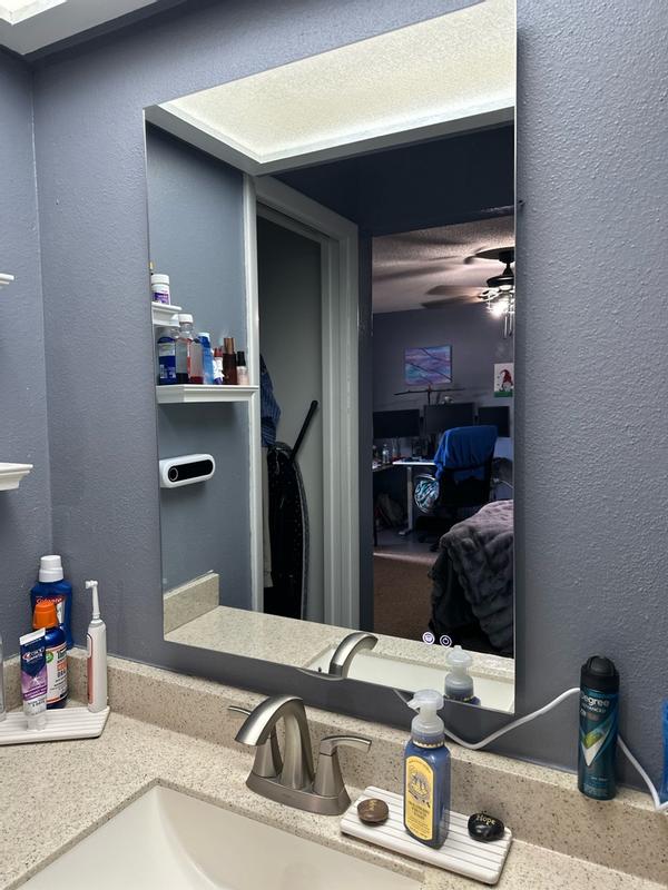 Keonjinn Backlit Bathroom Mirrors Tempered Glass 60-in x 36-in Polished ...