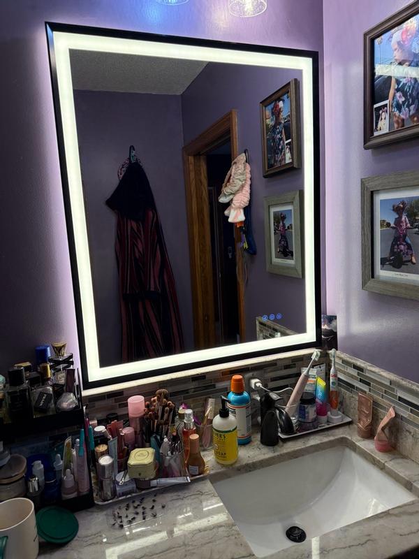 Keonjinn Backlit Bathroom LED Lighted Mirrors 24-in x 36-in Framed ...