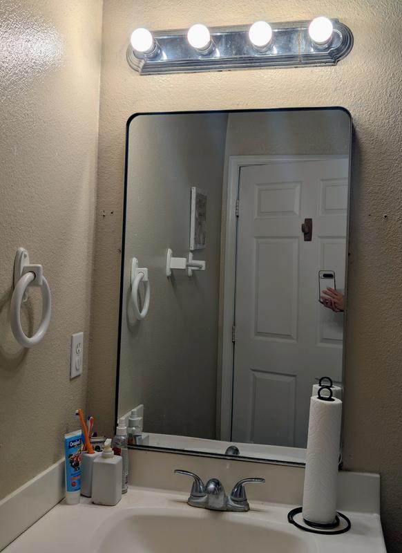 TETOTE 24x36 Inch Sliver Bathroom Vanity Mirror Tempered Glass Metal ...