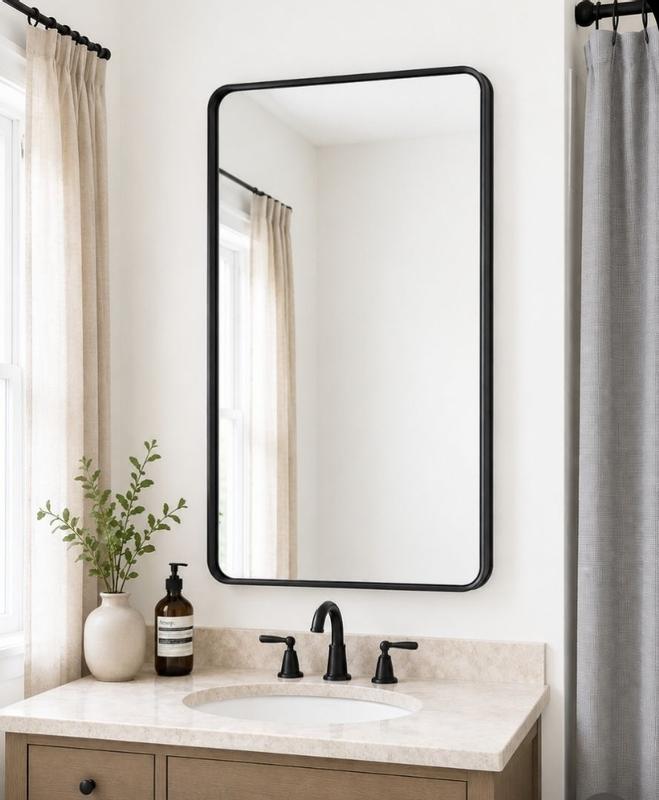 Keonjinn 60-in W x 28-in H Rectangle Brushed Nickel Framed Wall Mirror ...