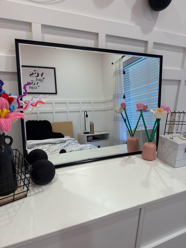 Keonjinn Beveled Framed Bathroom Mirror 24-in W x 36-in H Rectangle ...