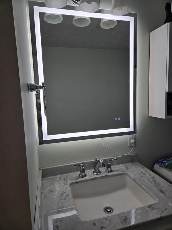 TETOTE 42x36 Inch LED Bathroom Vanity Mirror Tempered Glass Front And ...