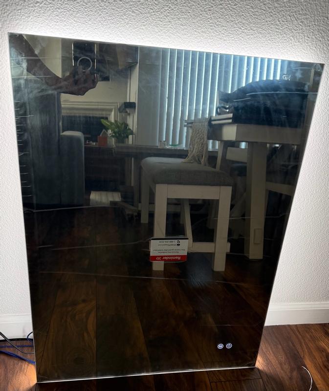 Keonjinn Backlit Bathroom Mirrors Tempered Glass 20-in x 28-in Polished ...