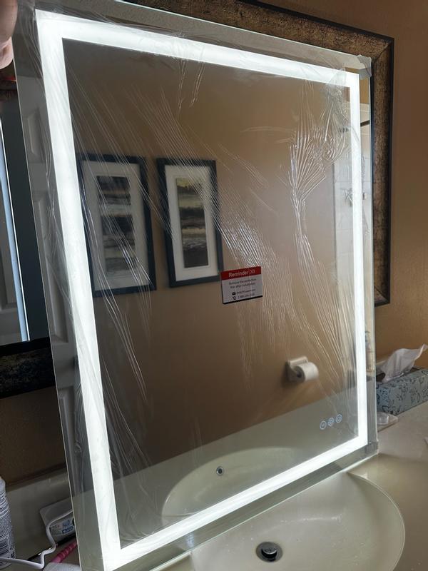 Keonjinn Bathroom Mirrors 28-in x 36-in Polished Frameless Rectangle ...