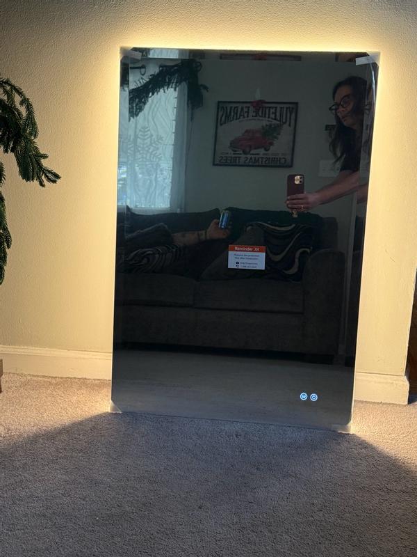 Keonjinn Backlit Bathroom Mirrors 40-in x 32-in Beveled Frameless ...