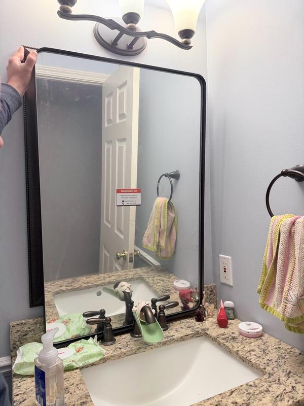 TETOTE 24x36 Inch Sliver Bathroom Vanity Mirror Tempered Glass Metal ...