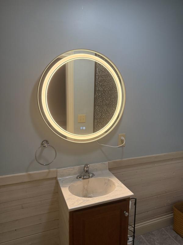 Keonjinn 36-Inches x 36-Inches Framed Round Dimmable LED Lighted Fog ...