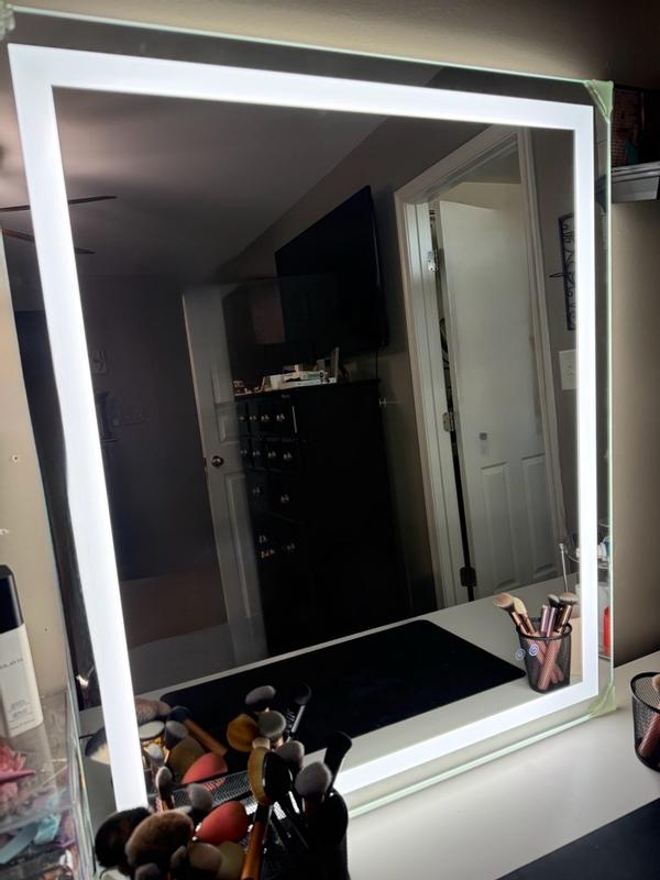 TETOTE 40x32 Inch LED Bathroom Vanity Mirror Tempered Glass Front And ...