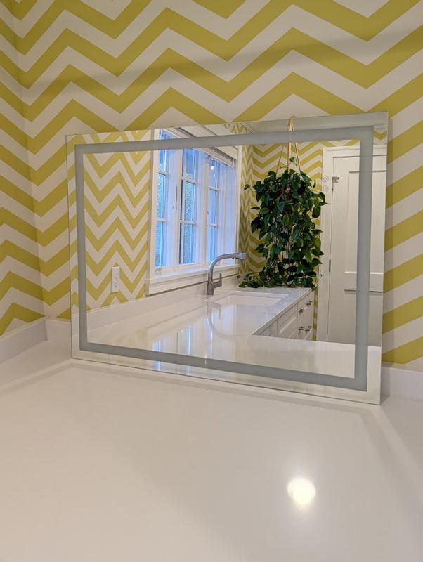 Keonjinn Backlit + Frontlit Tempered Glass Bathroom Mirrors 72-in x 36 ...