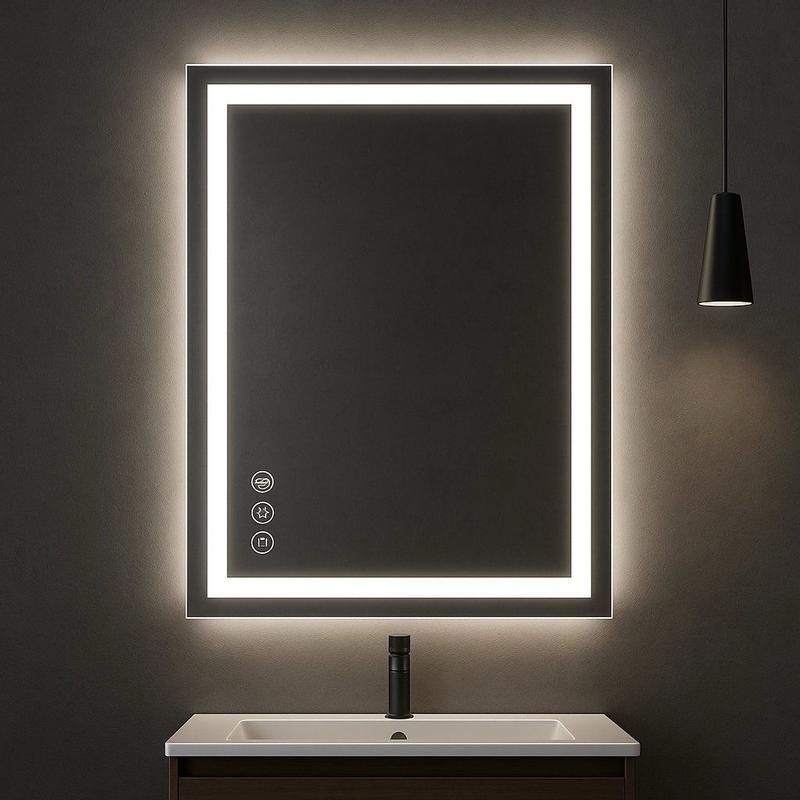 Keonjinn Backlit Bathroom LED Lighted Mirrors 28-in x 36-in Framed ...