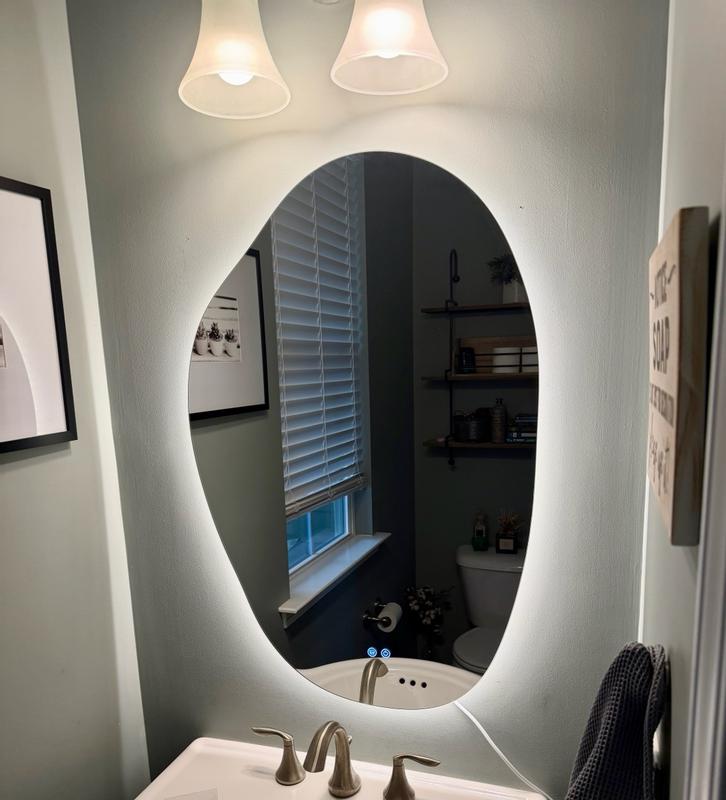 Keonjinn 24-in x 36-in Polished Frameless Irregular Dimmable LED ...